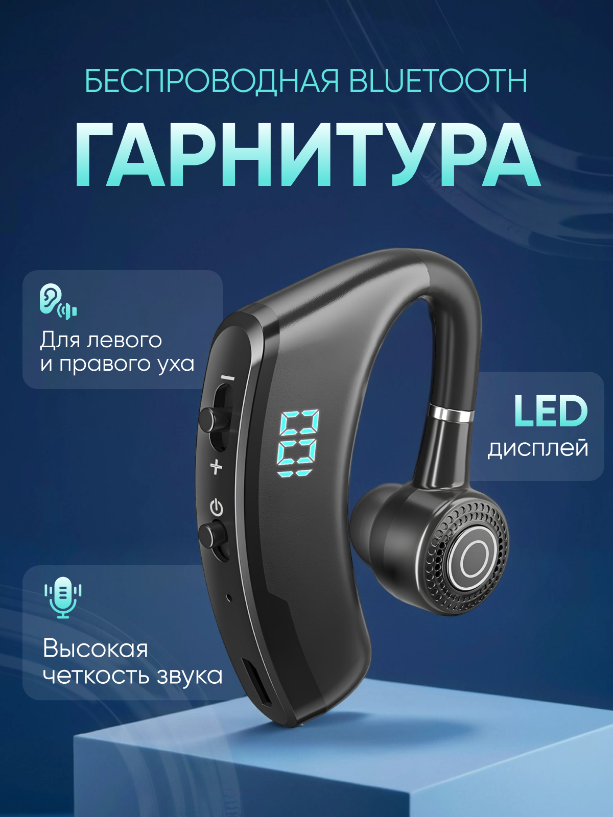 Гарнитура Bluetooth 5.0 для телефона беспроводная с микрофоном