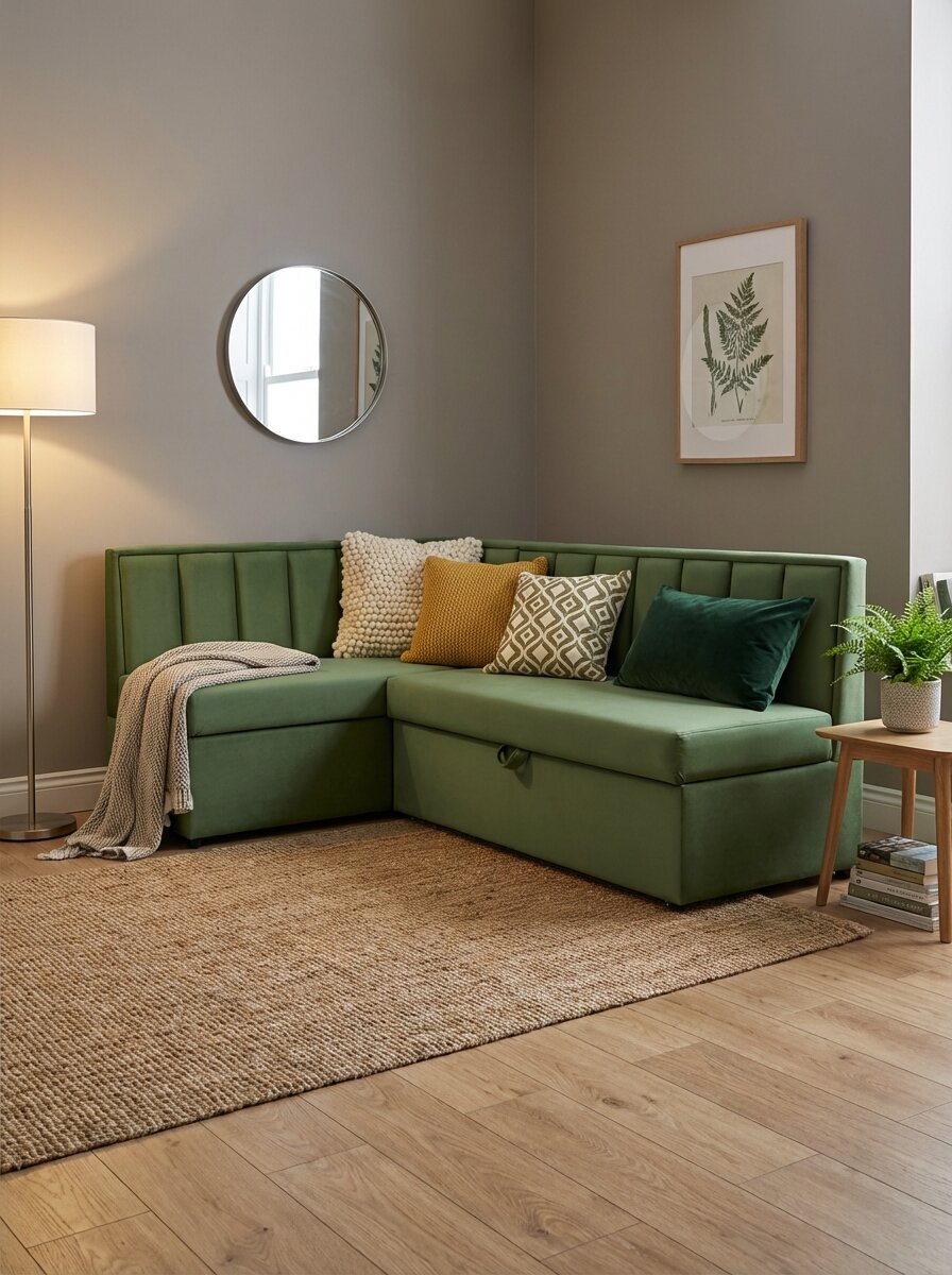 Кухонный уголок Santorini угол левый, светло-зеленый