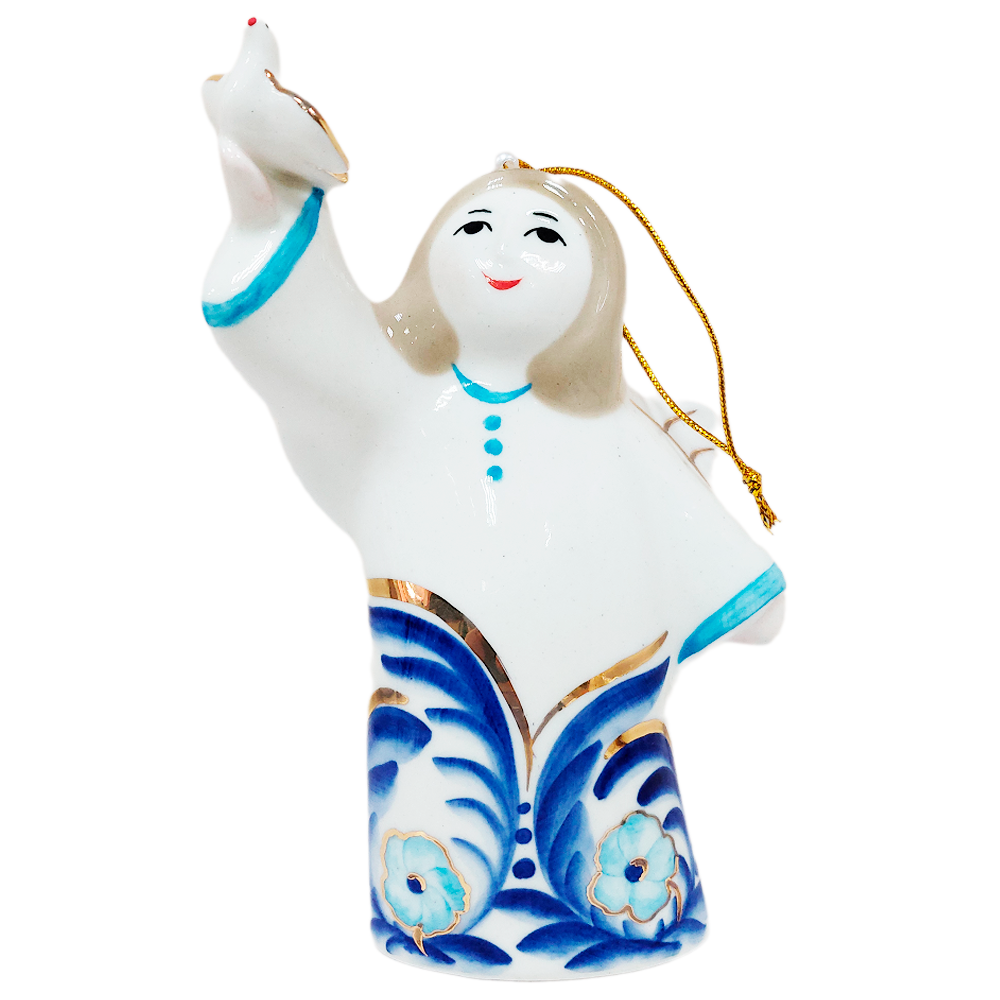 Фарфоровый колокольчик "Ангел с голубем"