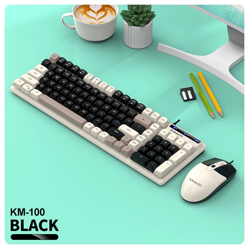 Комплект проводной клавиатуры и мыши Viper KM-100 для ноутбука, домашнего офиса, набор для набора текста, клавиатура и