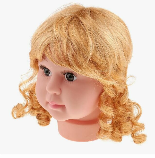Манекен голова детская (девочка) с париком , подходит для демонстрации детских головных уборов, очков
