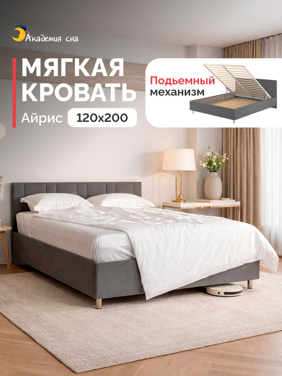 Кровать 120х200 с подъемным механизмом полутороспальная Академия сна Айрис Тк. Dumont 26