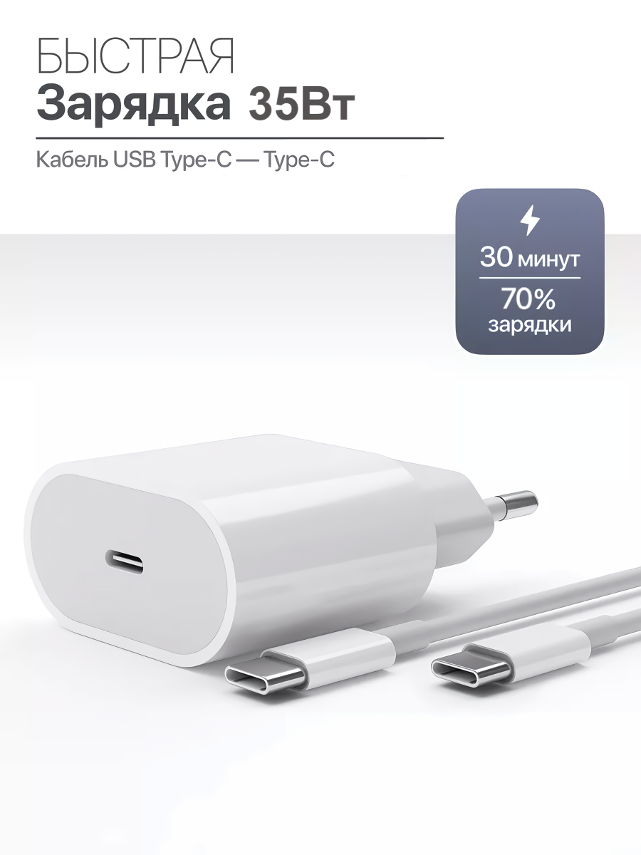 Зарядное устройство для iPhone, iPad, AirPods / Быстрая зарядка 35W для iPhone 15,16,17