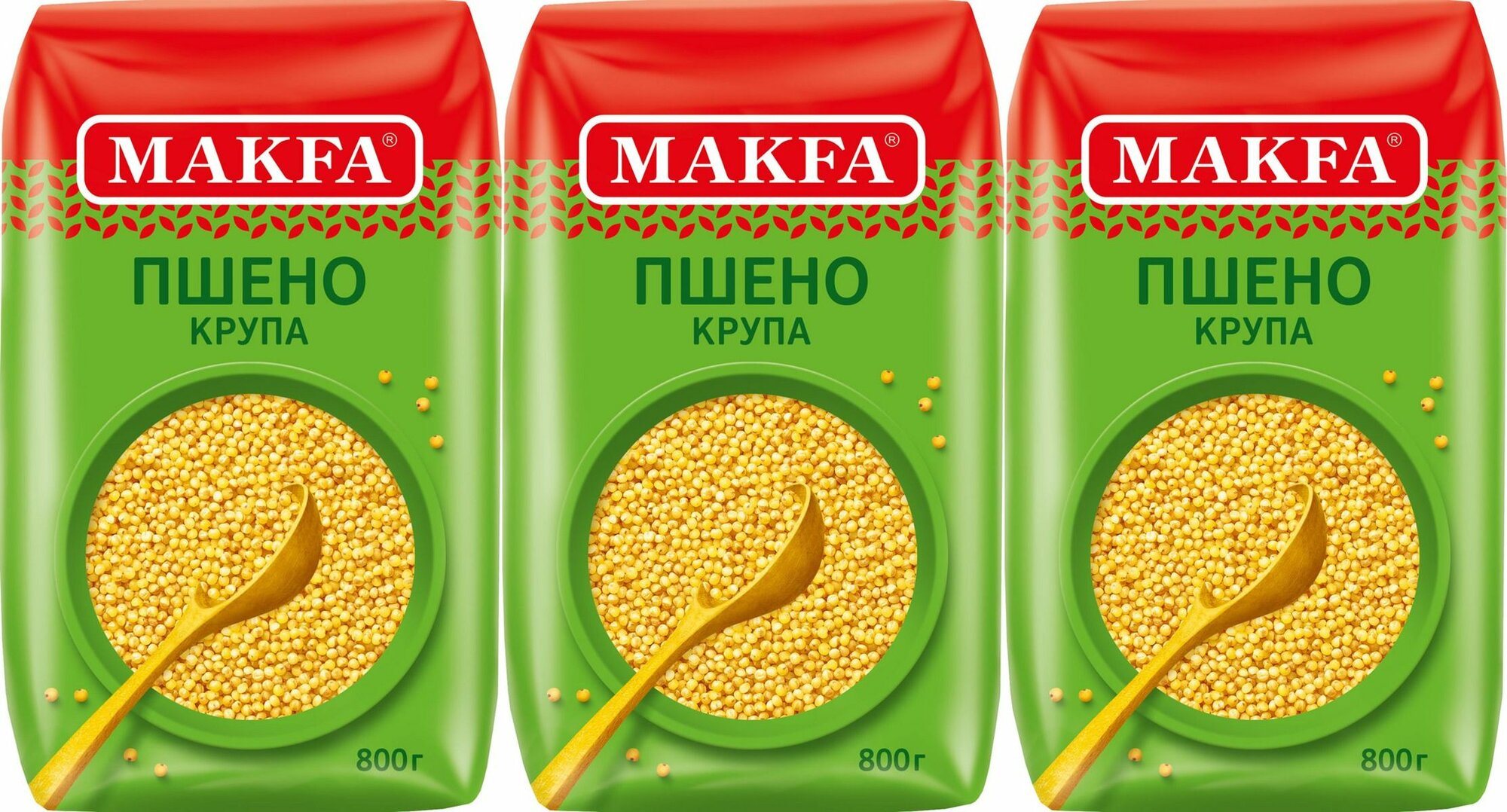 Makfa Крупа Пшено шлифованное высший сорт, 800 г, 3 уп