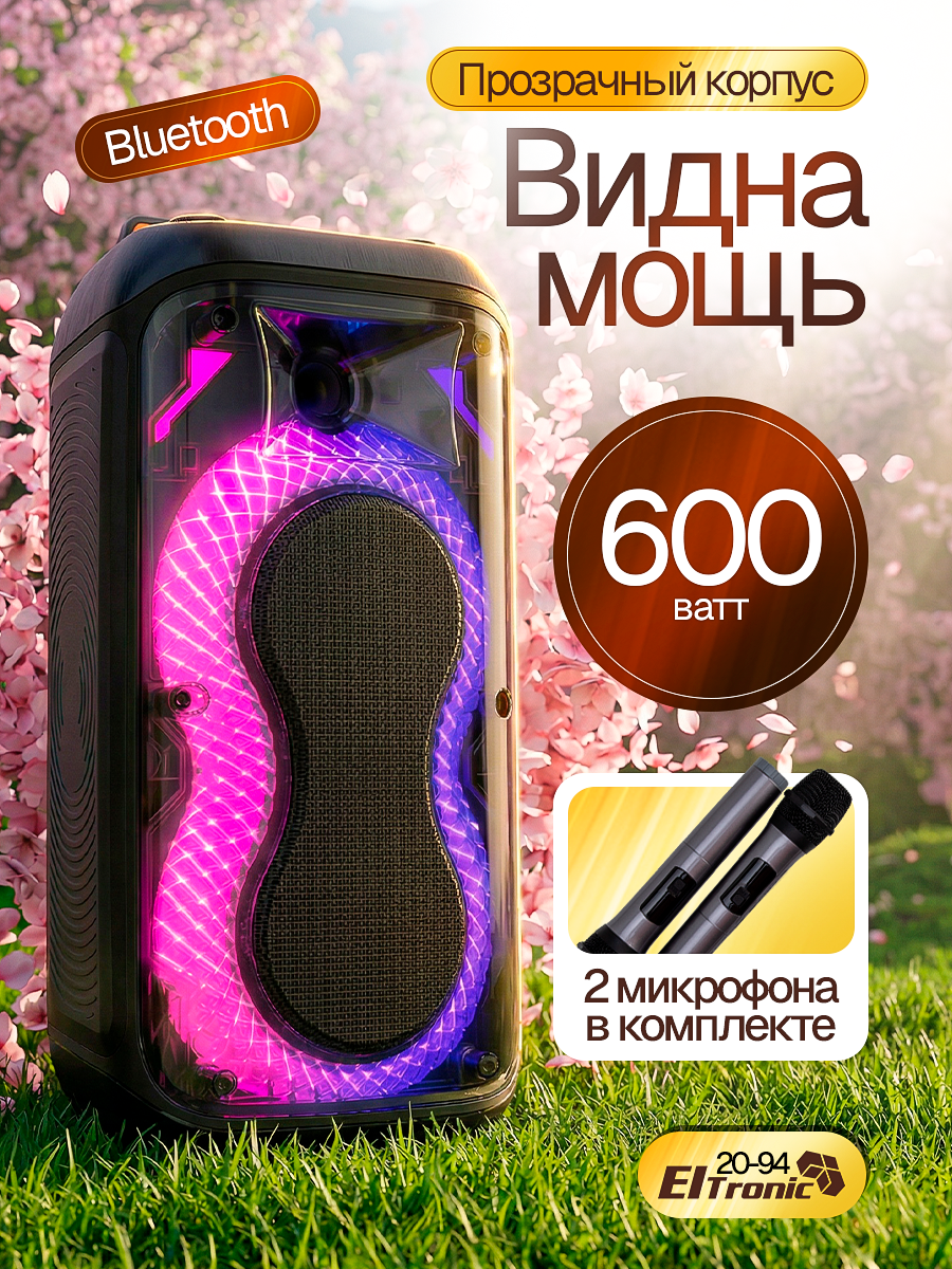 Колонка беспроводная Eltronic 20-94, 60 W, с TWS, FM, Bluetooth, 2 динамика