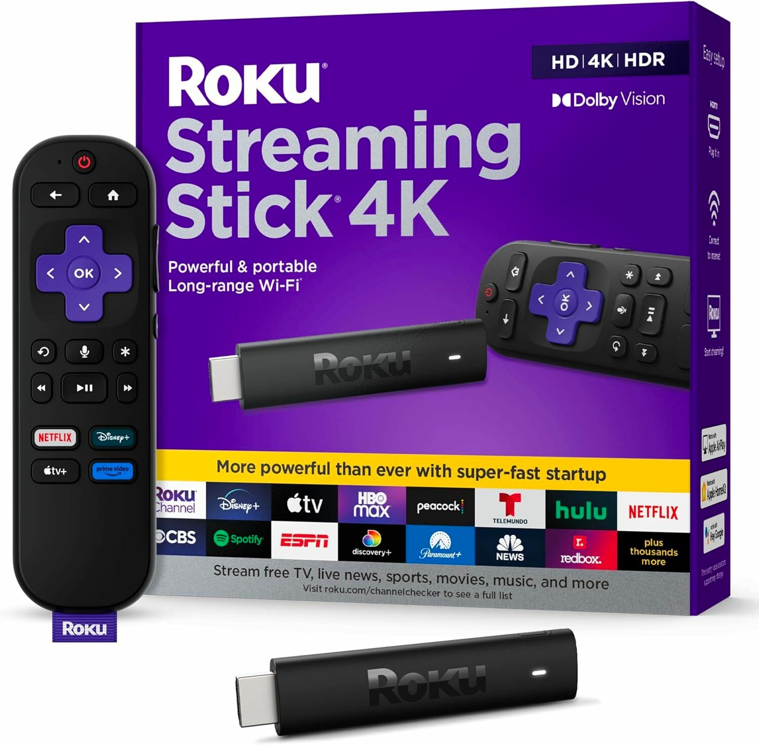 Roku Streaming Stick 4K устройство для потоковой передачи телепрограмм от Roku с поддержкой HDR и Dolby Vision