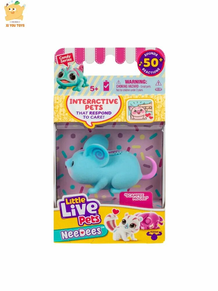 Little Live Pets NeeDees Candy Series Scampee Mouse / Интерактивные живые игрушки для домашних животных - идеальный новогодний подарок на 2026 год.