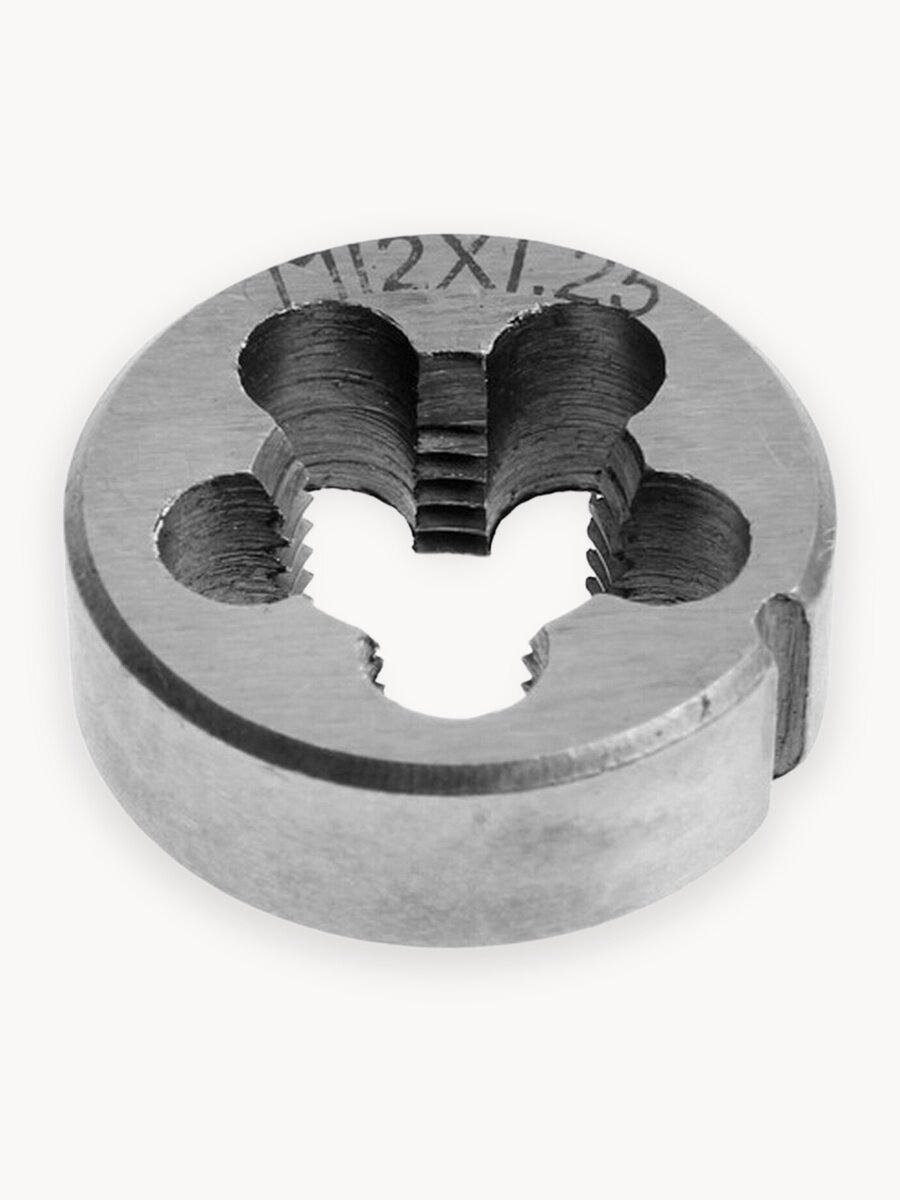 Плашка метрическая тундра, для внешней резьбы, М12 х 1.25 мм, 1 штука