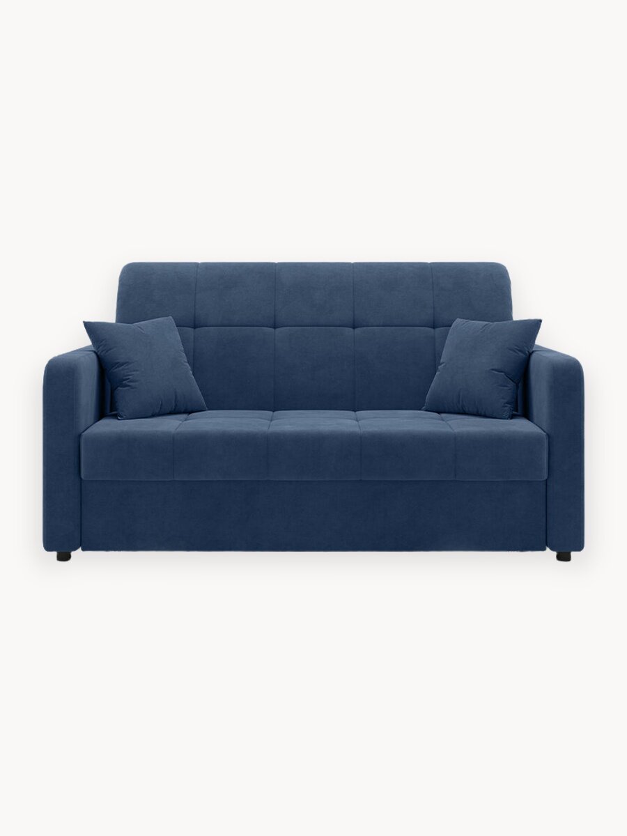 Диван-кровать раскладной на металлокркасе, Аккордеон, ортопедическое спальное место 140х200, Порту синий