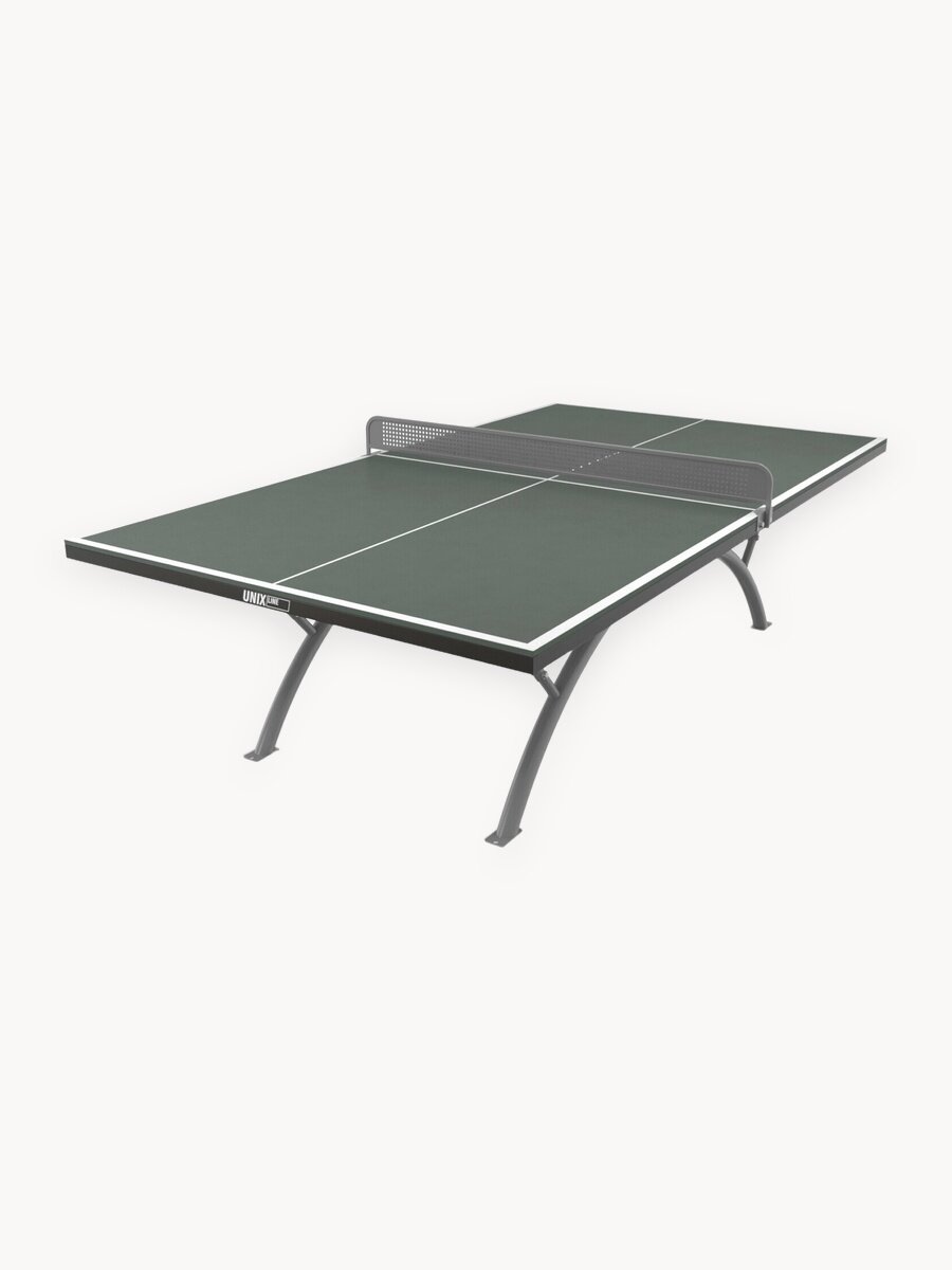 Антивандальный теннисный стол всепогодный уличный UNIX Line 14 мм СМК серый, сетка, 2 ракетки, 3 мяча