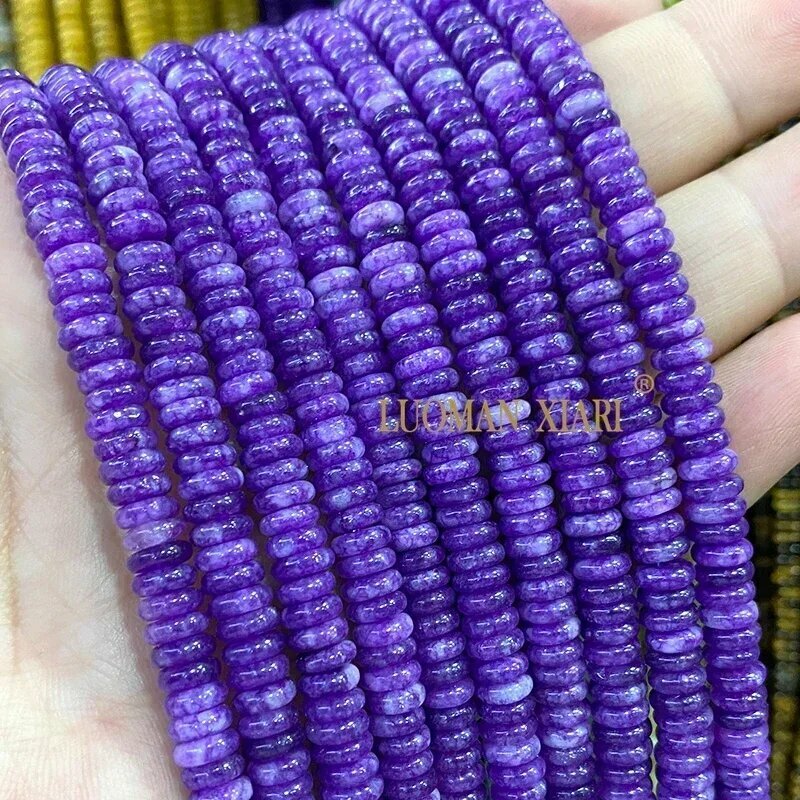 Натуральные бусины турмалин халцедон LUOMAN XIARI 2x6 мм Фиолетовый, 2x6mm 75-80pcs, purple 05