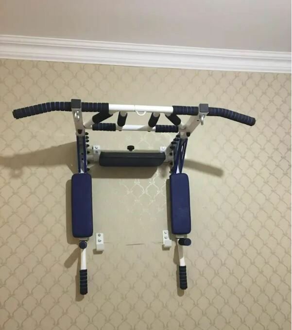 Турник брусья пресс 3 в 1 Мультихват Усиленный Бело-синий