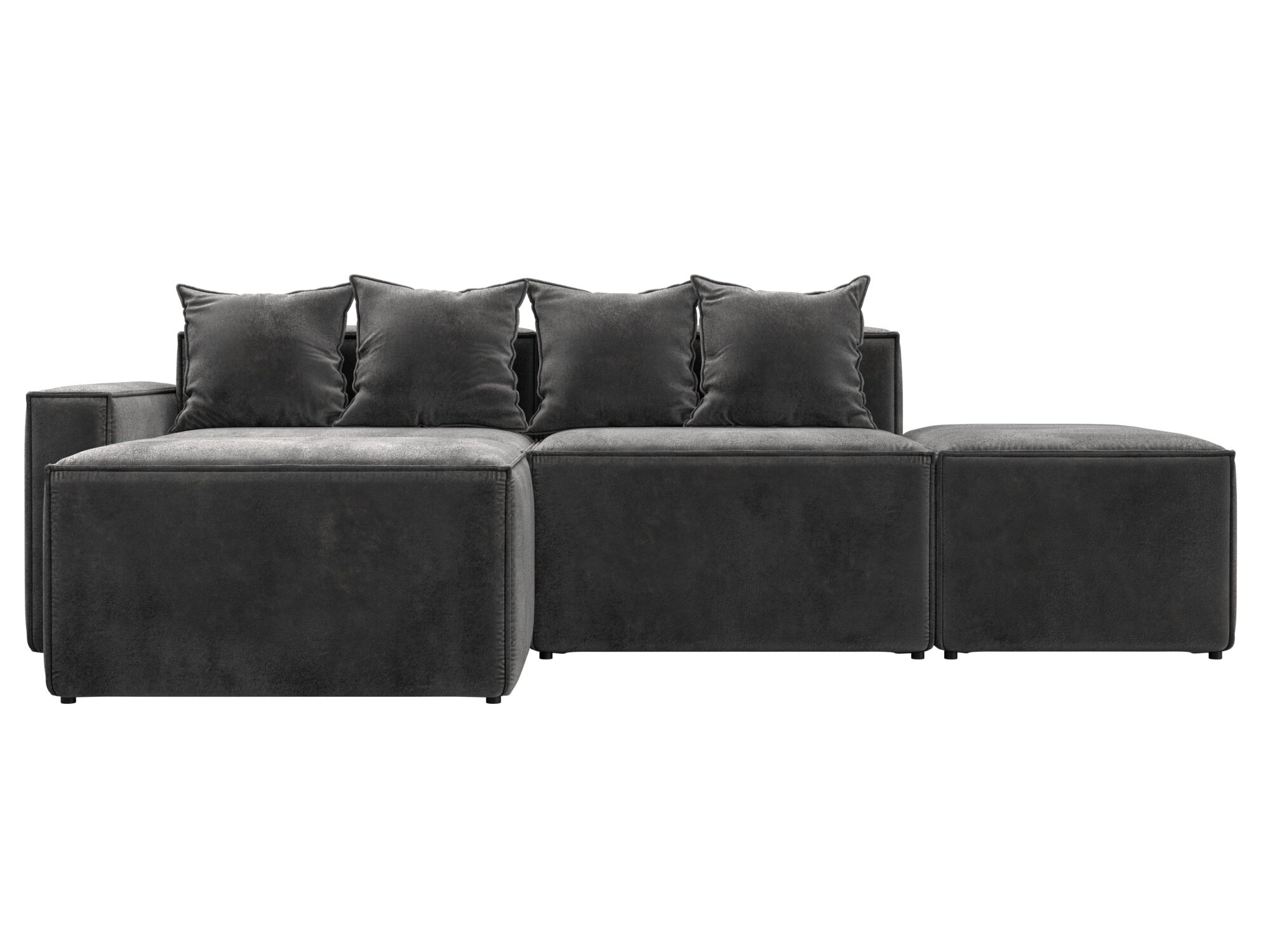 Диван модульный Лига-063, подлокотник слева, размер: 297х160см, спальное место: 134х184см, велюр, TOWER 10 серый