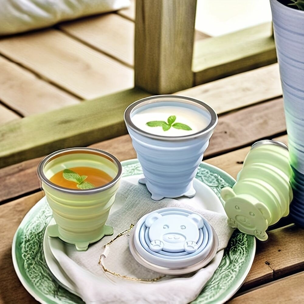 1 силиконовый складной стакан объемом 270 мл, наружный складной телескопический портативный стакан для сжатого полоскания рта, подходящий для наружного воздуха, туризма, туризма