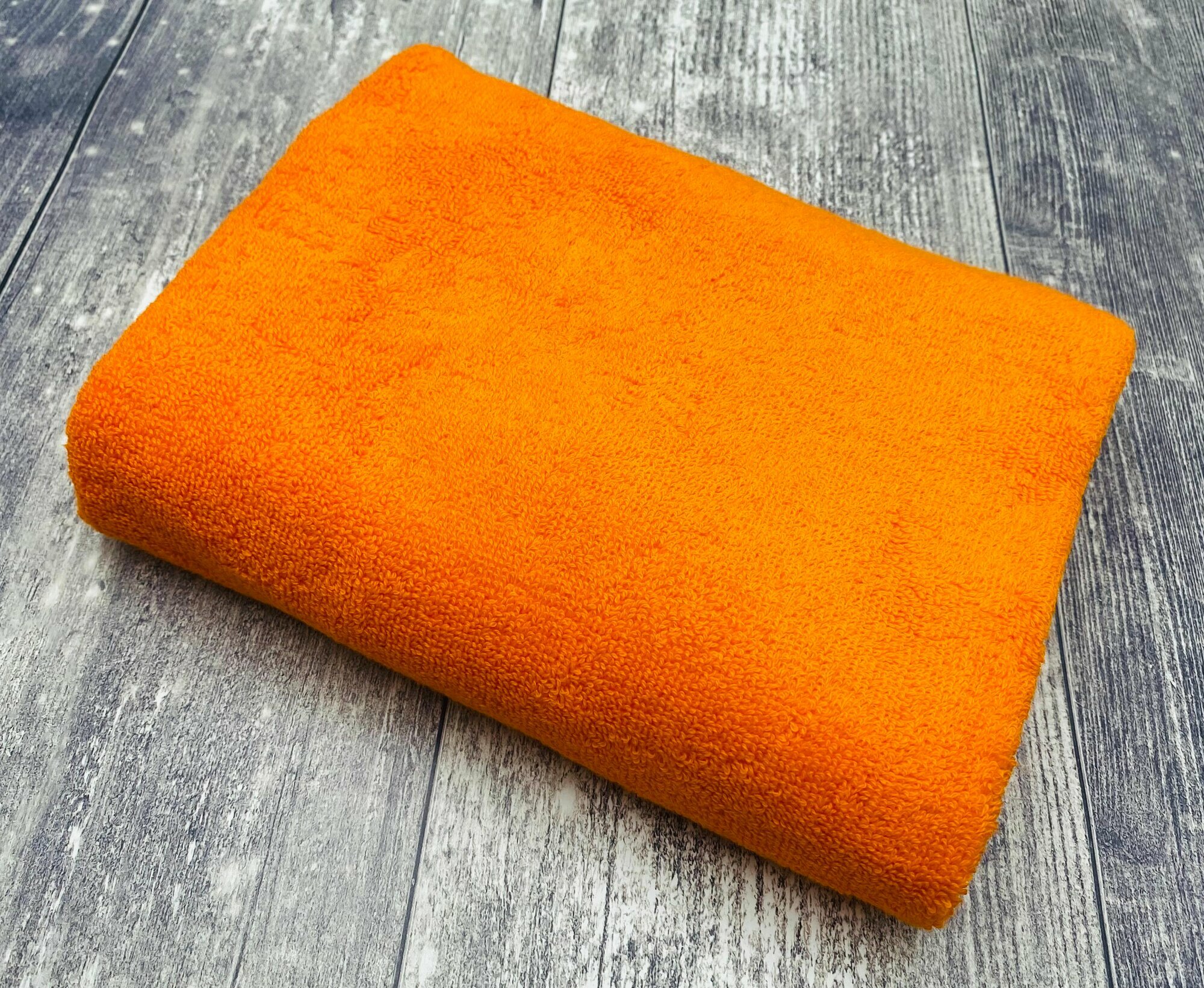 Полотенце махровое толстое для рук и лица, для ног для однотонное Настурция 50*90 см 450 г/м2