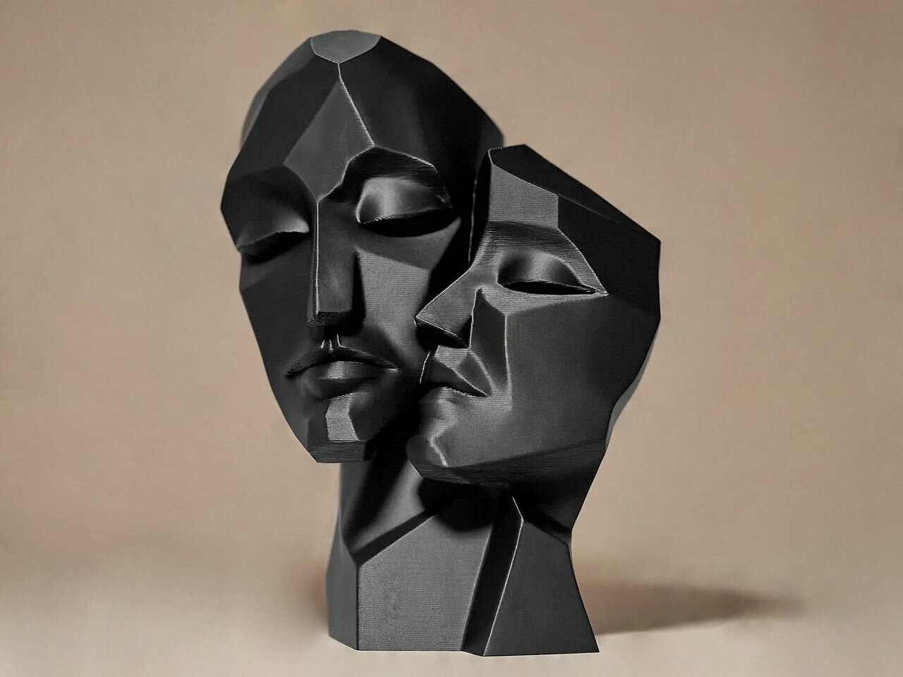 Статуэтка "Лицо", пластик Pla, современная, 12x7.1x8.7 см, черная