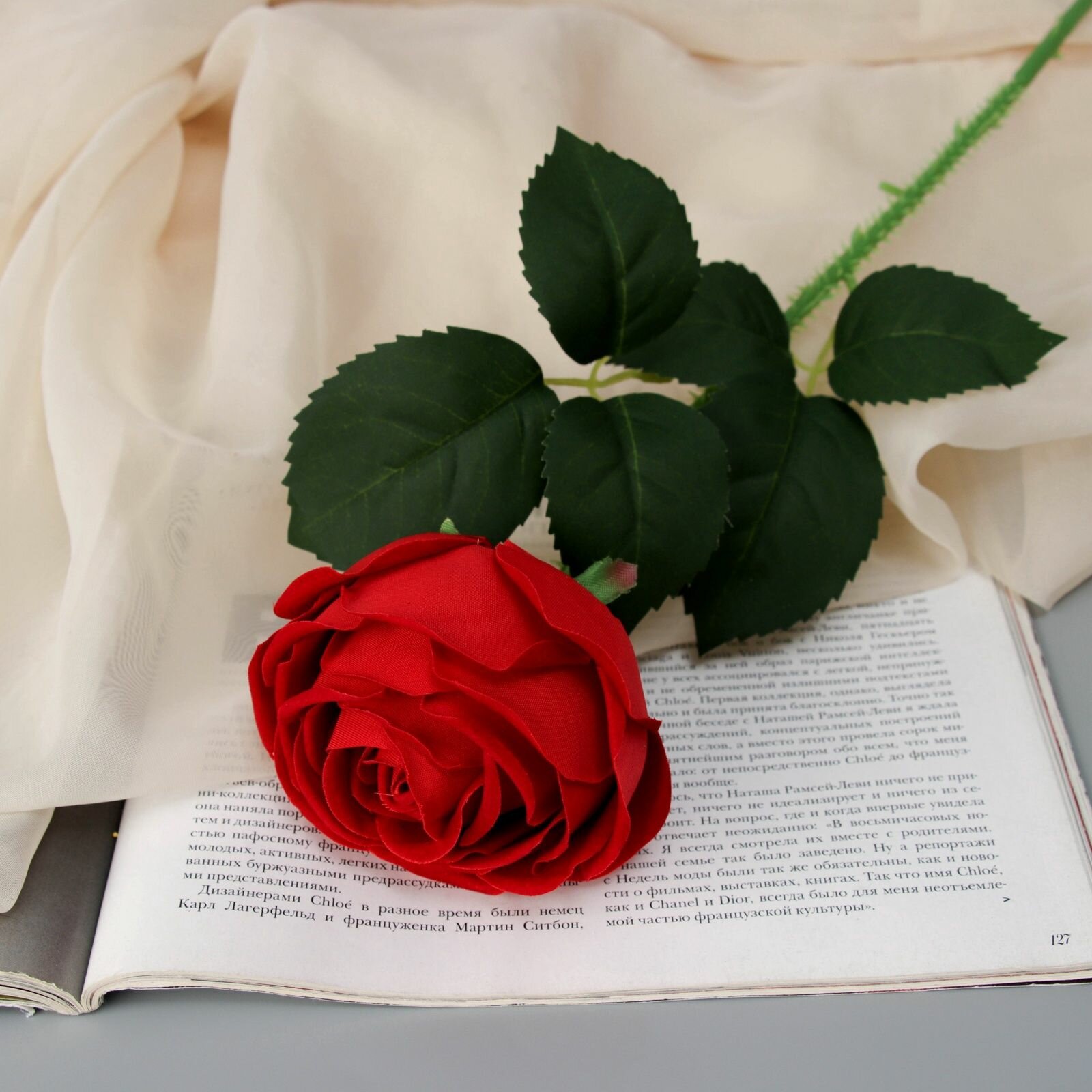 Цветы искусственные Роза леди каскад, с шипами , 57 8 см, красные