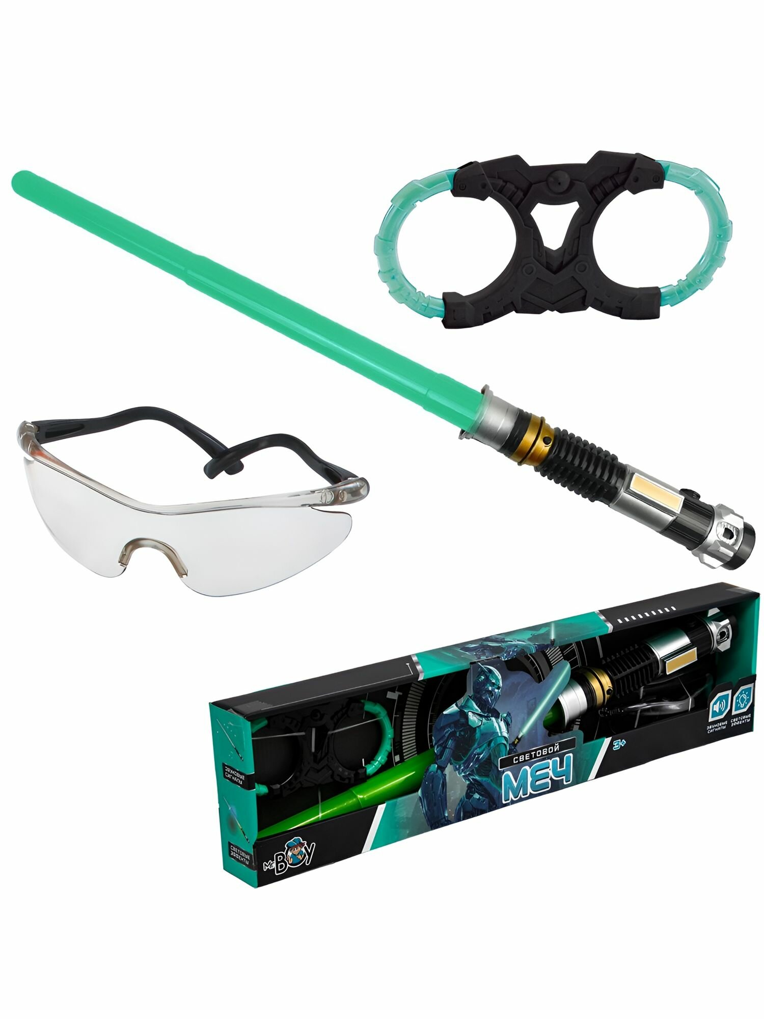 Световой меч Mr Boy, детский игровой набор, лазерный меч со световыми и звуковывми эффектами для сюжетно-ролевой игры, работает от батареек
