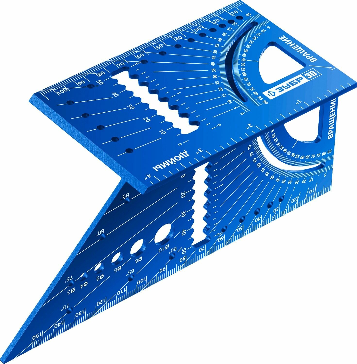 Угольник многофункциональный ЗУБР 3D, 7-в-1, Профессионал, алюминиевый корпус