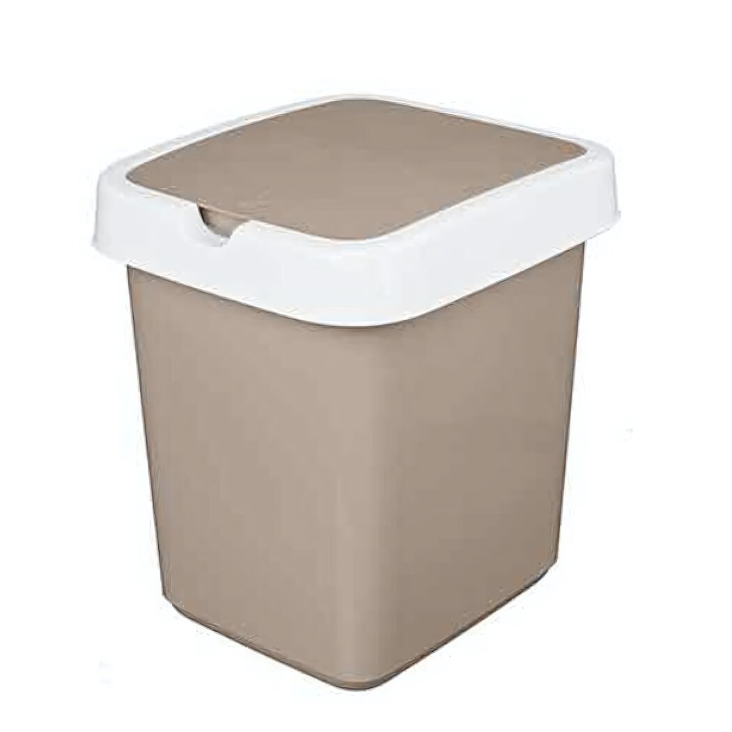 Контейнер для мусора HOMVER 14л бежевый с крышкой, практичный и устойчивый