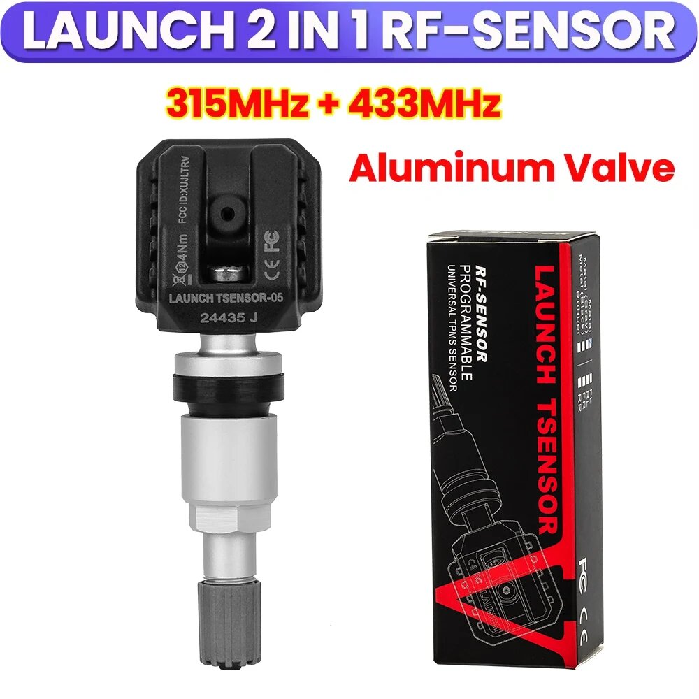 Датчик LAUNCH X431 2 в 1, радиочастотный датчик, 315 МГц/433 МГц, TPMS, 1PCS, Aluminum Valve