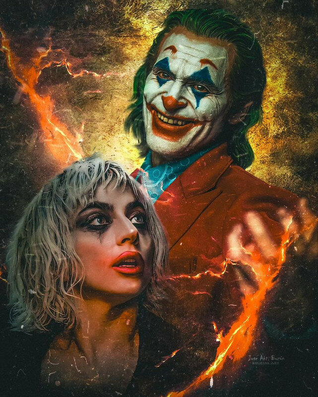 Картина для вышивания алмазной мозаикой 40х50 см, без рамки джокер И Харли Квинн Круглый бриллиант