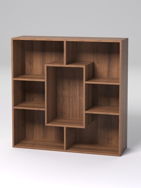 Антресоль "домашняя" для книг №1А с 7-ю ячейками (задняя стенка - ДВП), Орех