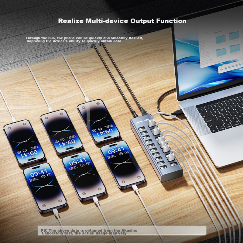 Acasis USB 2.0 Hub, 20-Port Hub Splitter, Expansion Dock, Laptop And Desktop Computer Management And Flashing Converter, Multi-Port Extension Cable with Power Port, H037