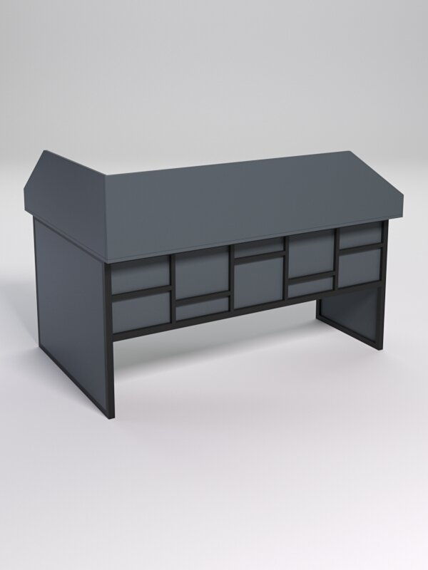 Стол эргономичный офисный СЭ-12 (Правосторонний) с экраном "стронг" в стиле лофт декор №3, Темно-серый