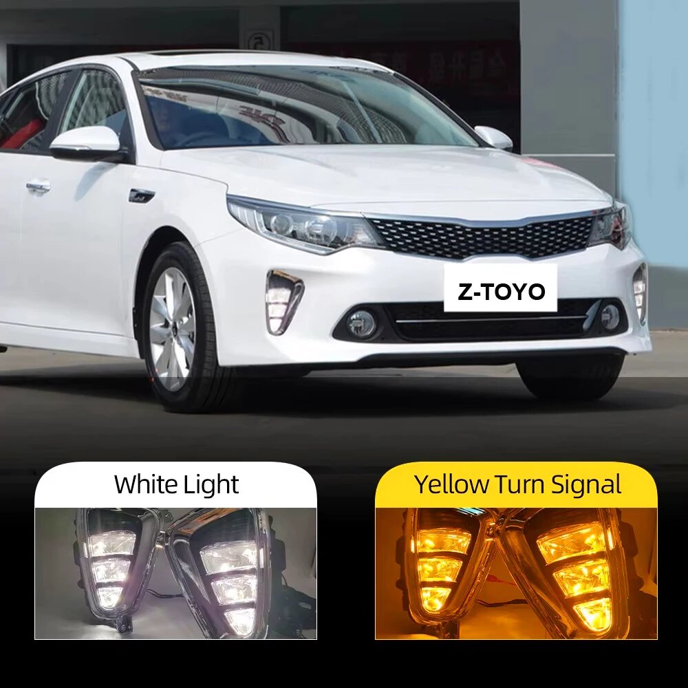 2 шт. автомобильные светодиодные DRL дневные ходовые огни противотуманные фары для Kia K5 Optima 2016 2017 с желтым указателем поворота дневные фары противотуманные фары