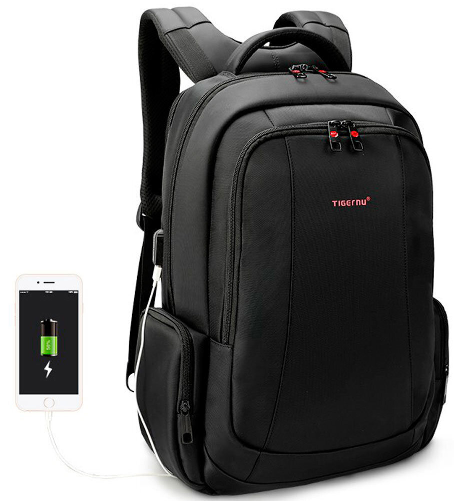 Рюкзак городской Tigernu T-B3143U (USB) черный для ноутбука 28л. для ноутбука 15,6 дюймов