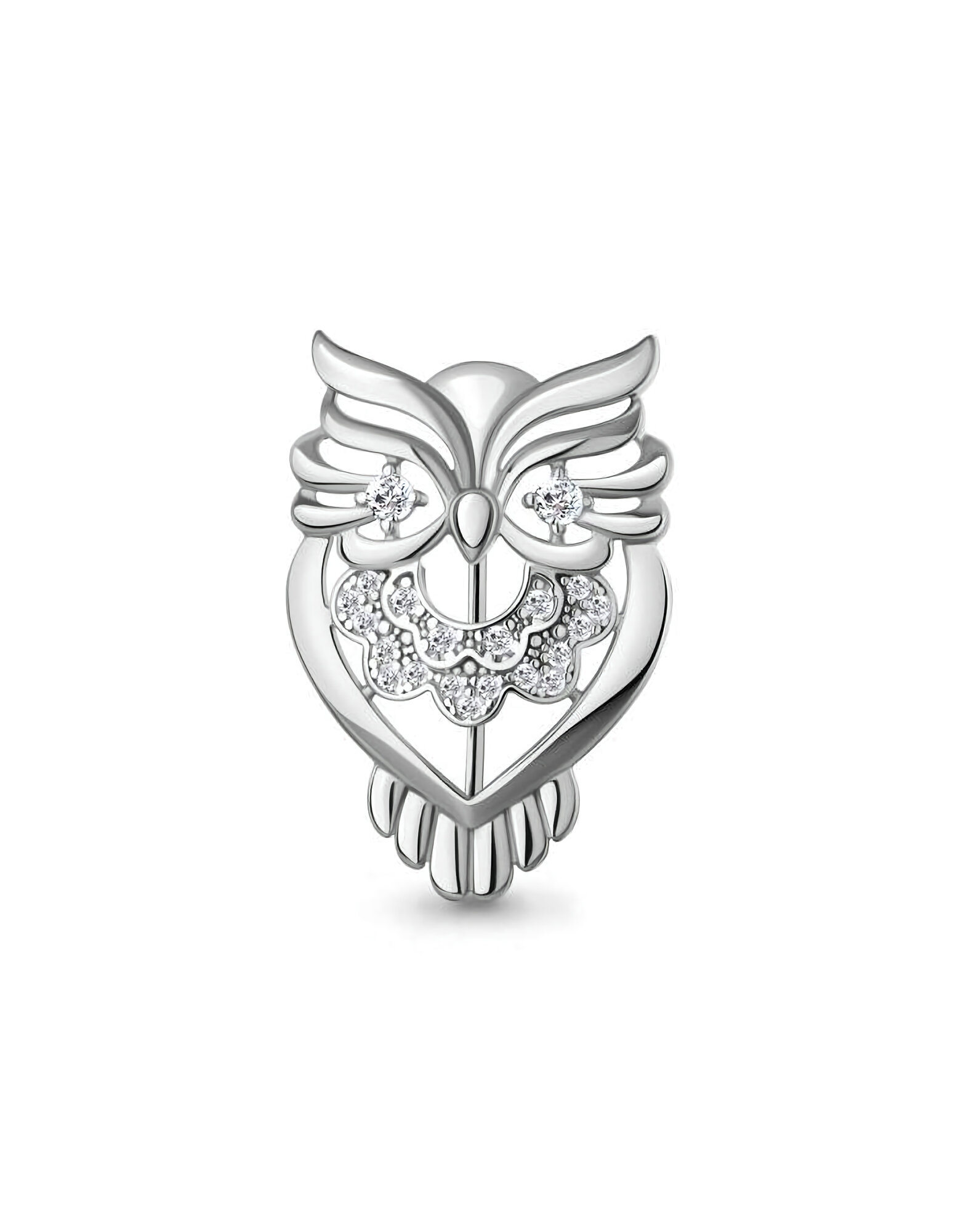 Брошь, серебро, 925 проба, родирование, фианит
