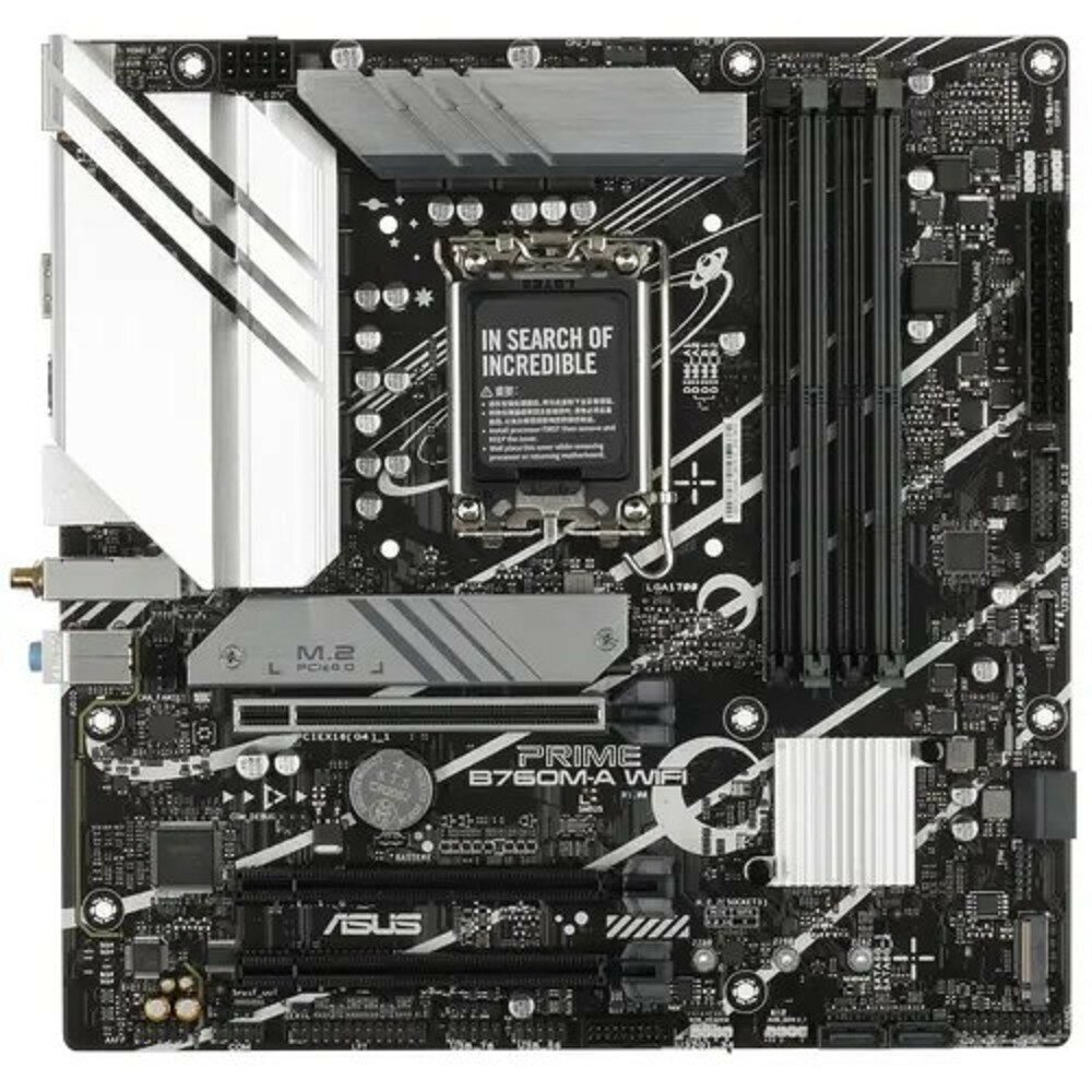 Материнская плата ASUS PRIME B760M-A WIFI, LGA1700, mATX, 4xDDR5, 2xHDMI, DP, 2xM.2, LAN 2.5Gb, WiFi6