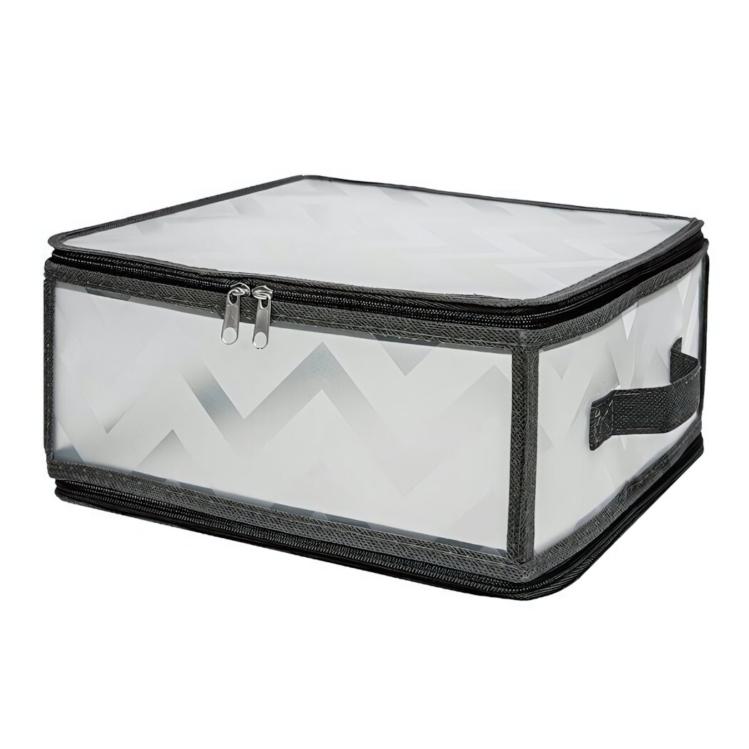Короб складной на молнии «Зигзаг», универсальный вместительный контейнер из полипропилена, серый, 28х28х15 см