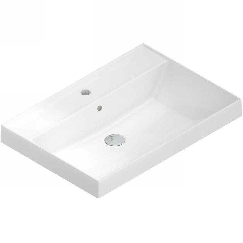 Раковина Cubo 70 CU. wb.70 Белая глянцевая, прямоугольная, Подвесной, Полувстраиваемый