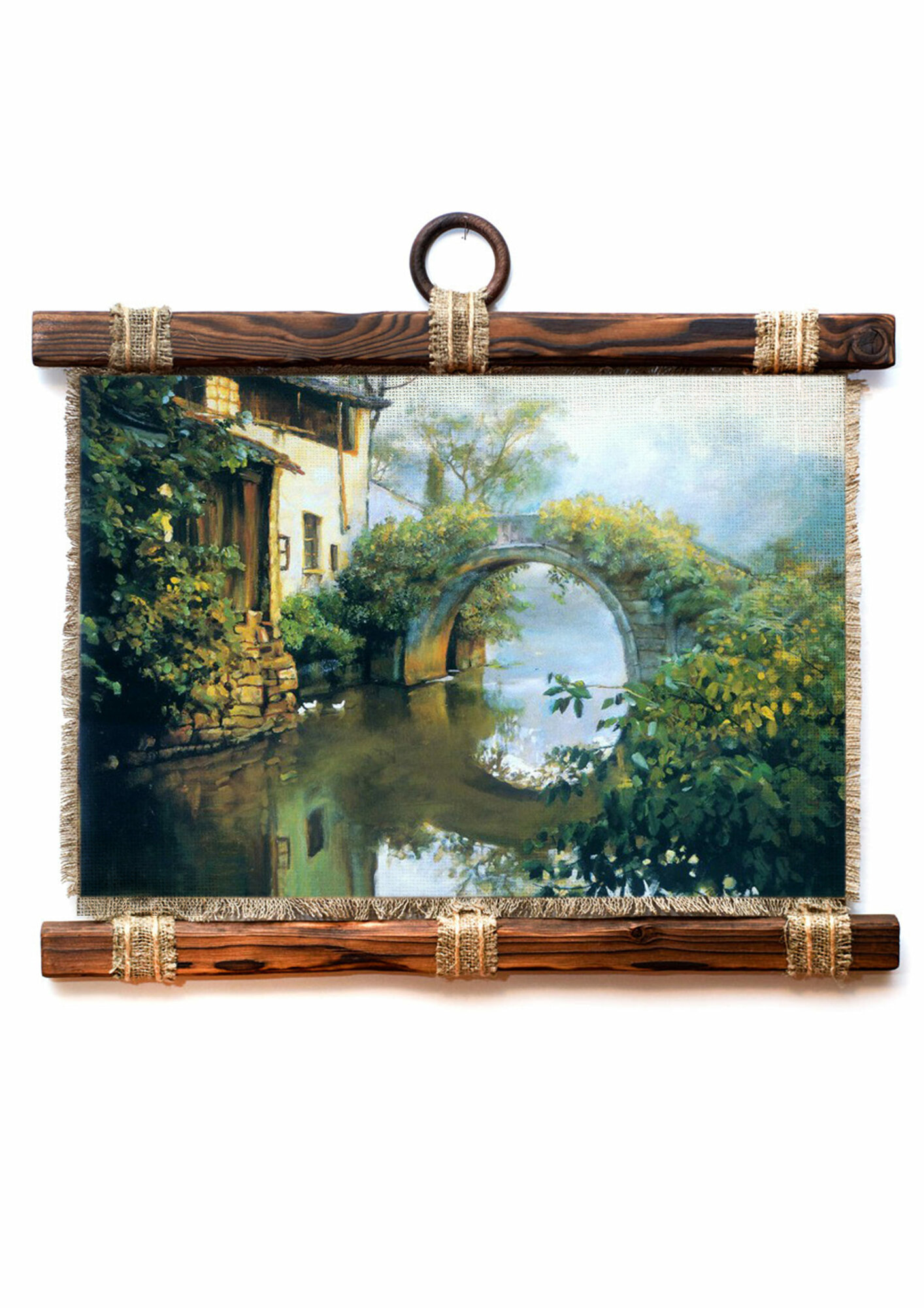 Панно Универсальный свиток / Арка над водой, А4 / Декор для дома / Картина на холсте / Подарок женщине / Декор для стен
