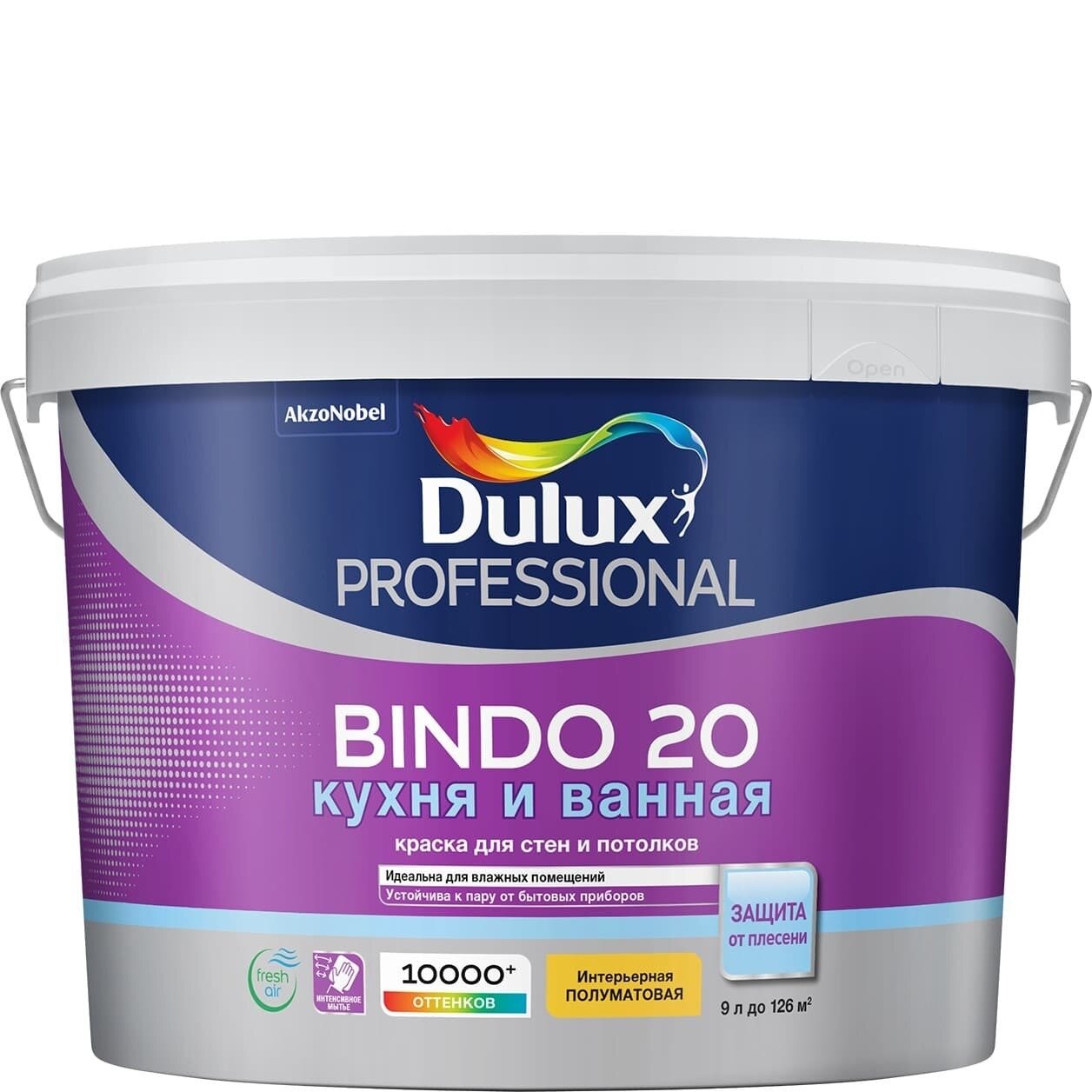 Краска для кухни и ванной Dulux Professional Bindo 20 полуматовая база BW 9 л