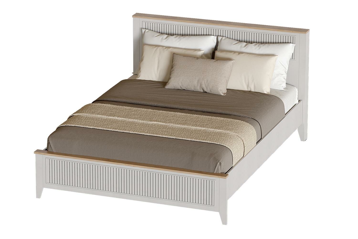 Кровать двуспальная Hoff Валенсия, 180х200 см, с основанием, персидский жемчуг, дуб светлый натуральный