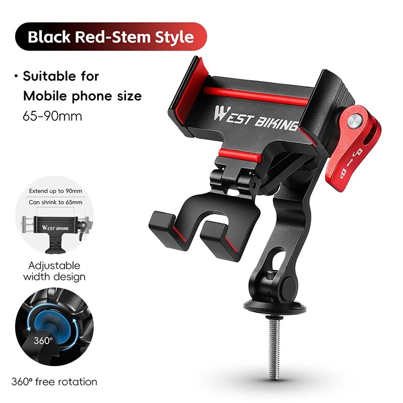WEST BIKING Держатель телефона на велосипед Black Red-Stem, красный