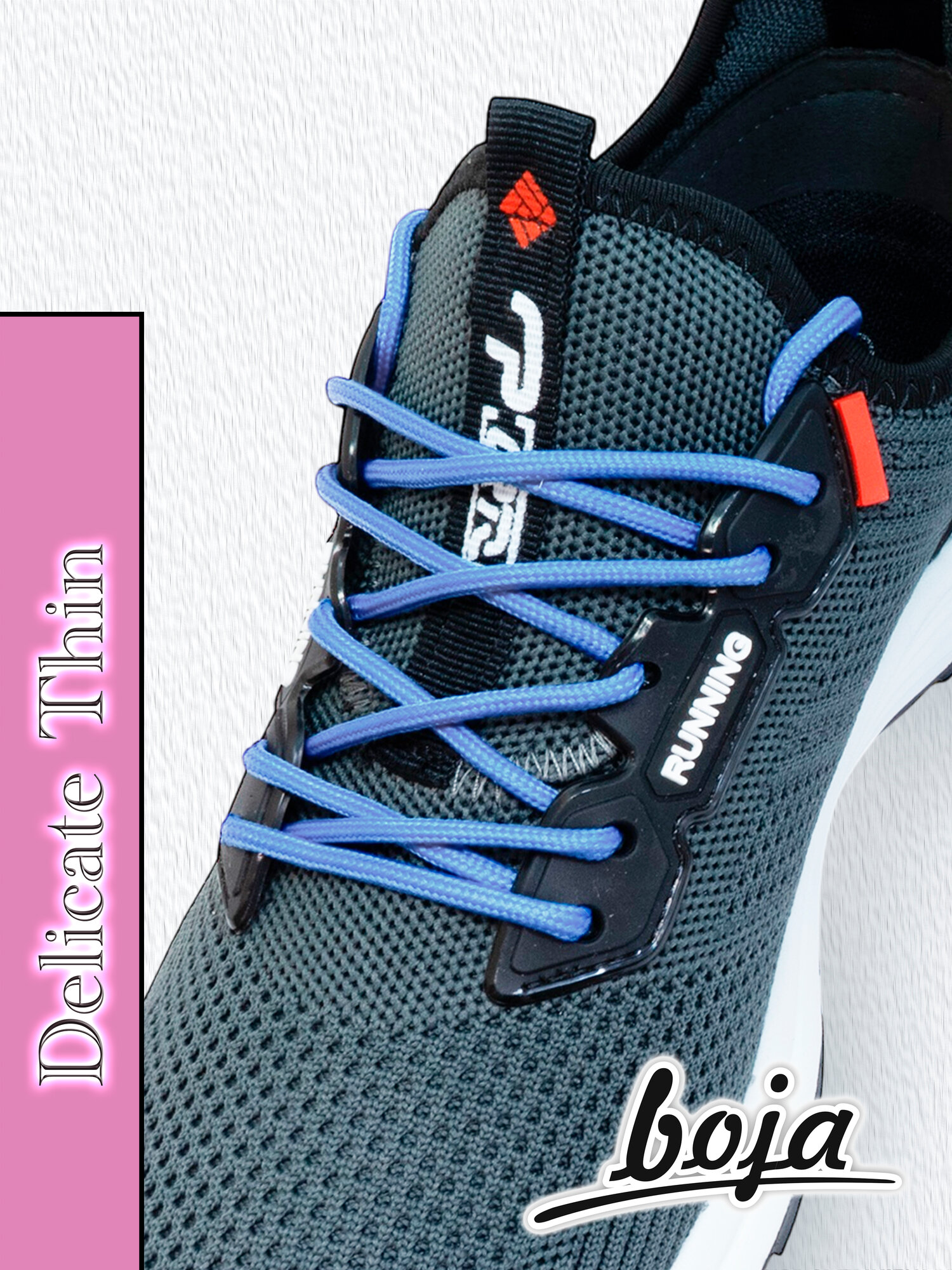 Шнурки для обуви BOJA (THIN), круглые 3мм, 100 см, синие васильковые