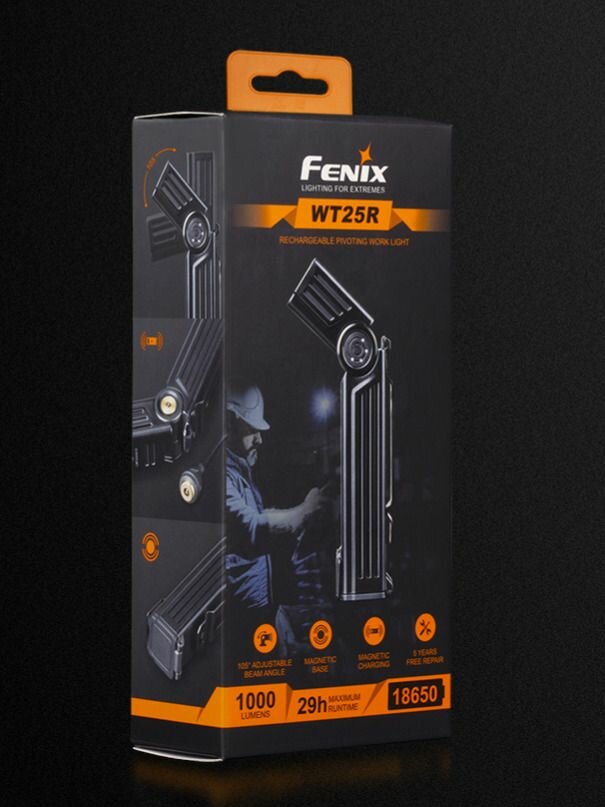 Фонарь Г-образный Fenix WT25R 1000 люмен, 230 метров луч, аккумуляторный, USB