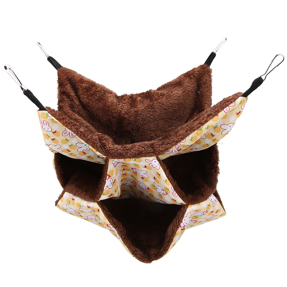 Три слоя маленького питомца теплый гамак подвесной кровать спальный мешок для хомяка сахар Gilder Squirrelersyellowellow