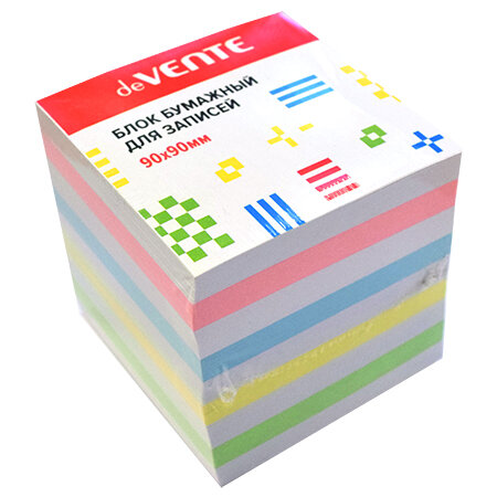 Блок бумаги " deVente " 9*9*9см, цветной, непроклеенный, офсет, белизна 92%