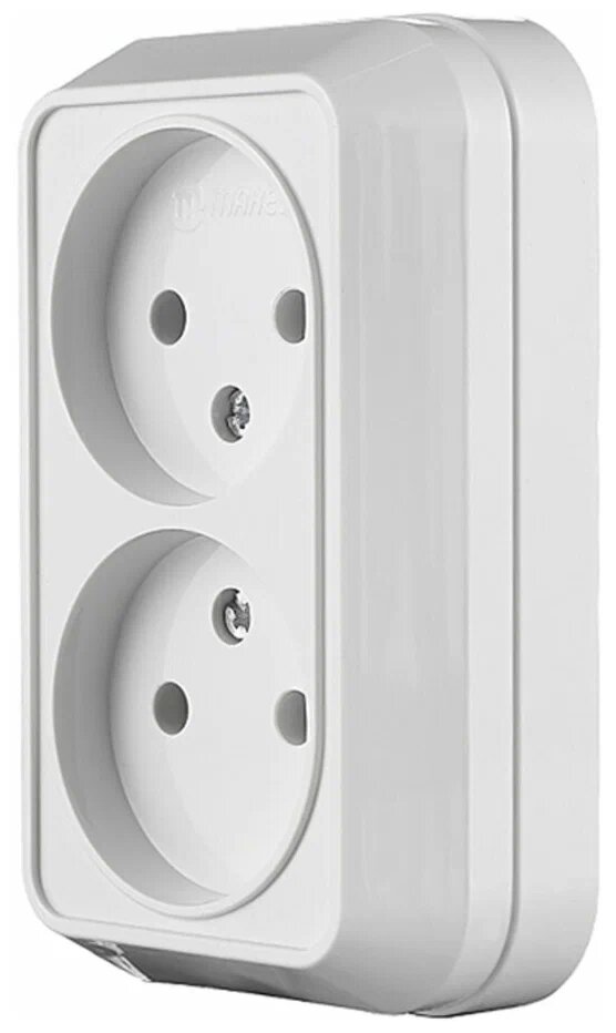 Розетка двухместная открытой установки без заземления MAKEL 45117 220В 16А белая