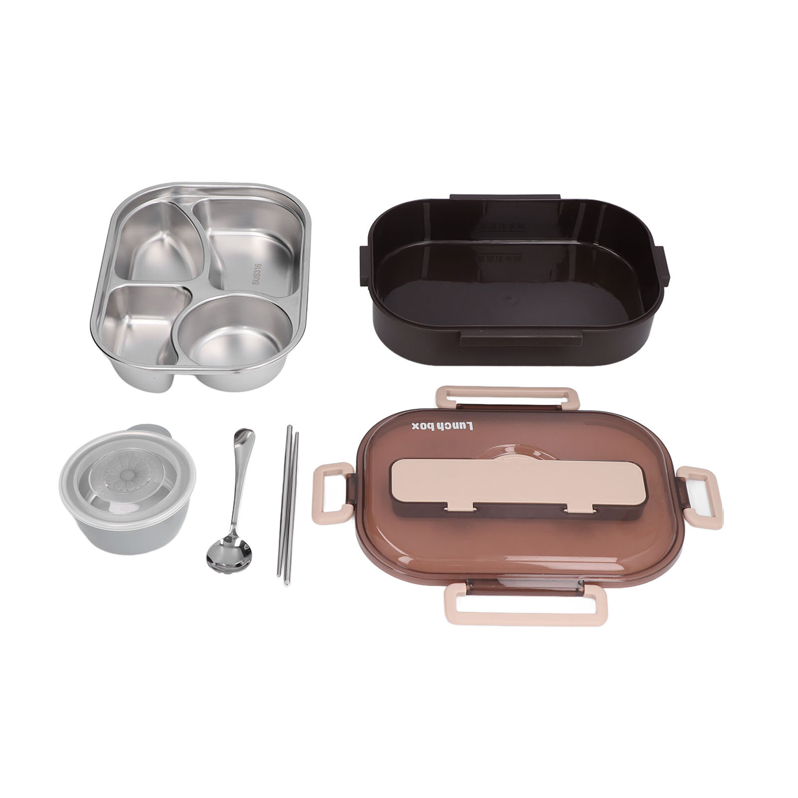 Ланч-бокс из нержавеющей стали для офисных работников, студентов, детей, столовая, изолированный ланч-бокс (черная карта, четыре миски для супа, одинарный ланч-бокс)