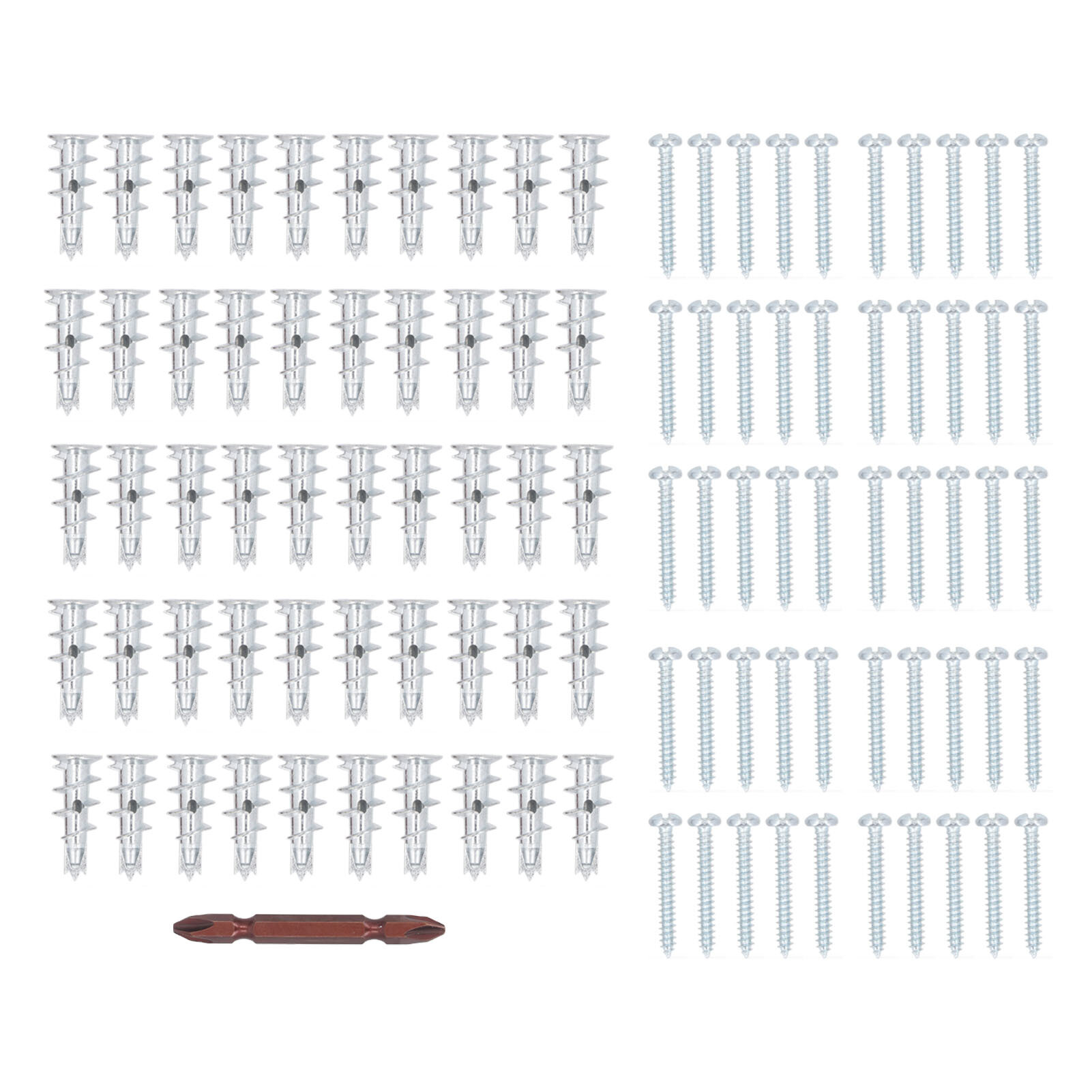 50 шт. сверхпрочных полых металлических анкеров для стен и 50 шт. винтов из цинкового сплава, самосверлящие анкеры для гипсокартона