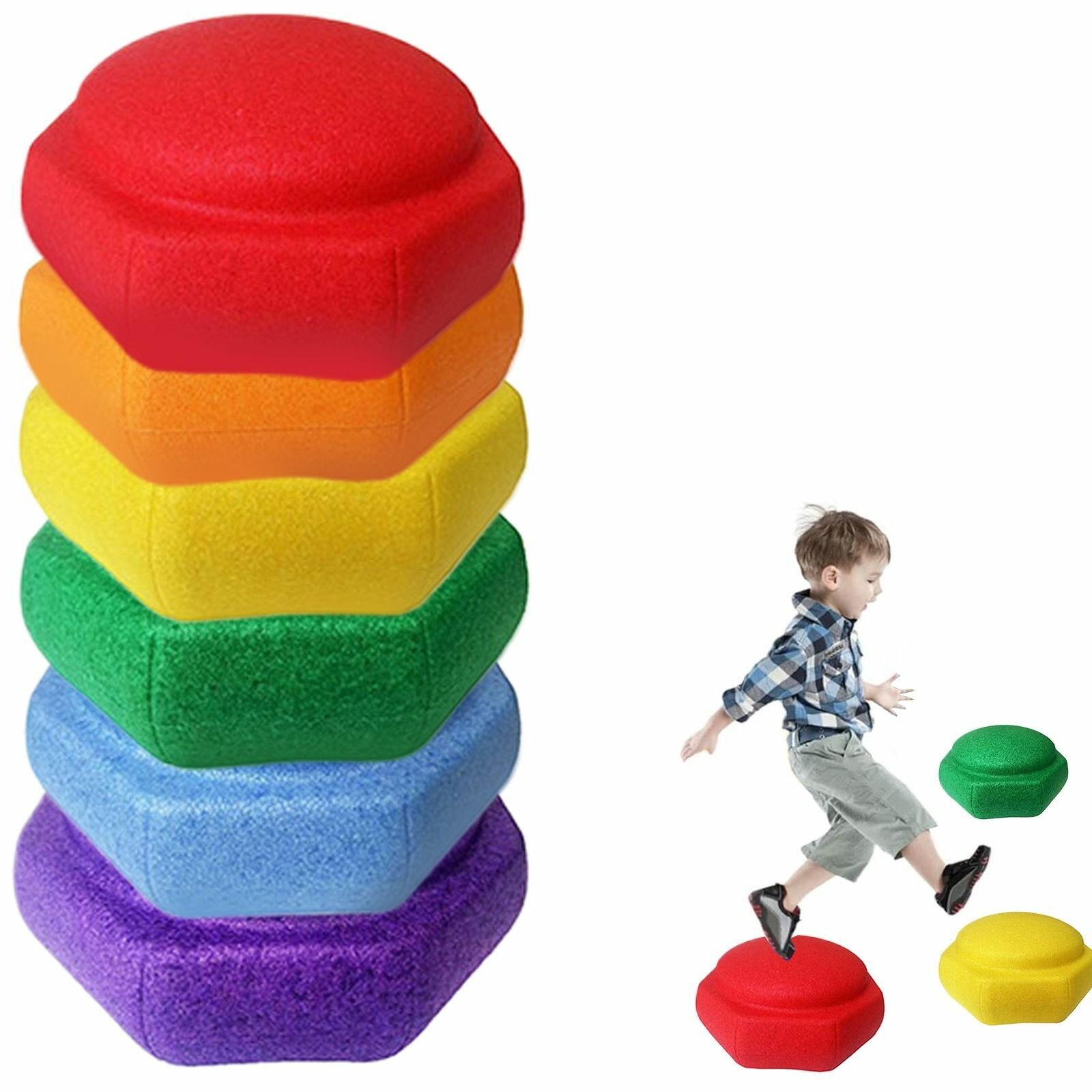 Детская балансирная полусфера для бесплатной игры /детская балансирная балка, круглый радужный камень для пересечения 6шт