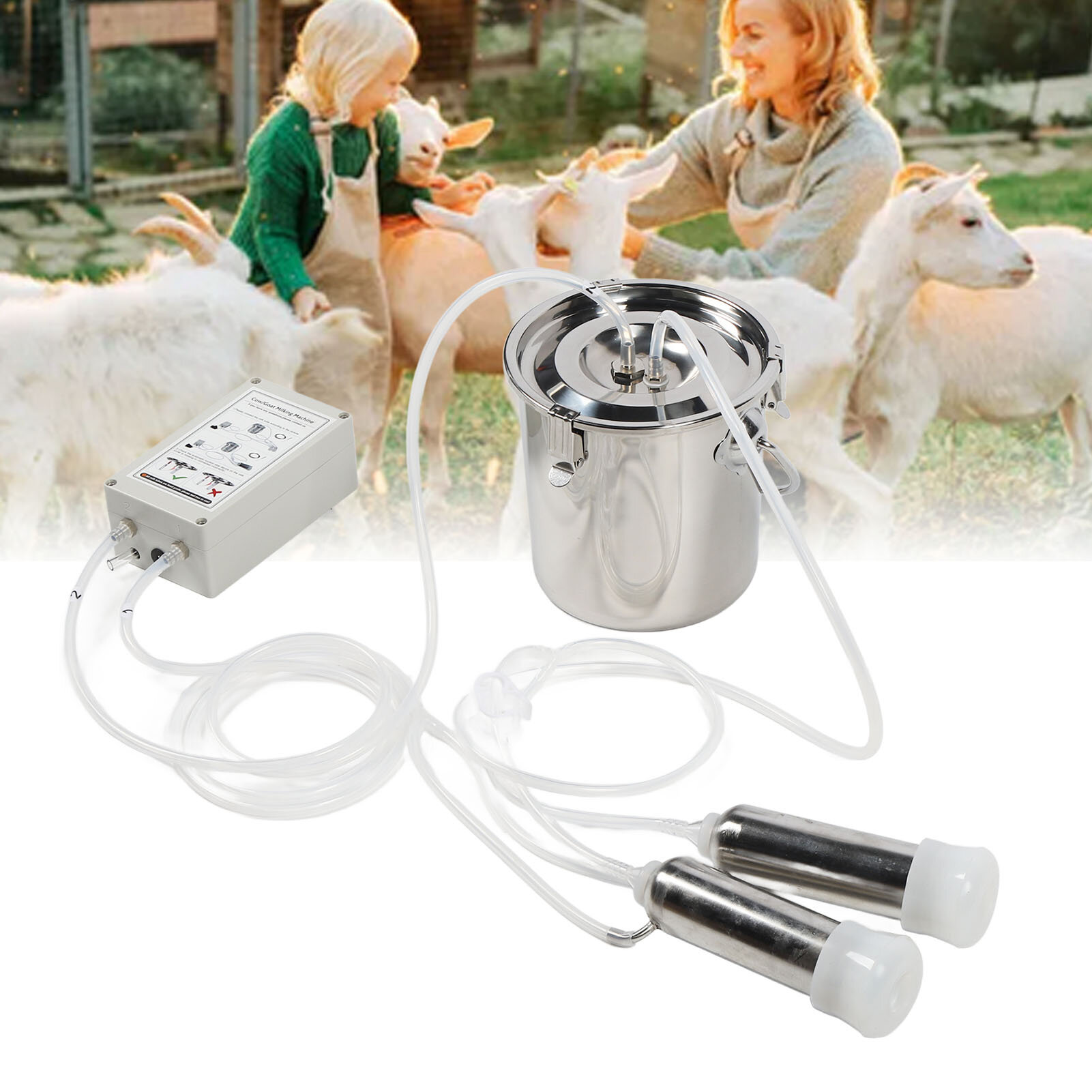 3-литровый вакуумный доильный аппарат для коз с пульсацией, автоматический портативный доильный аппарат для коров, электрический доильный аппарат с 2 доильными стаканами, вилка для США