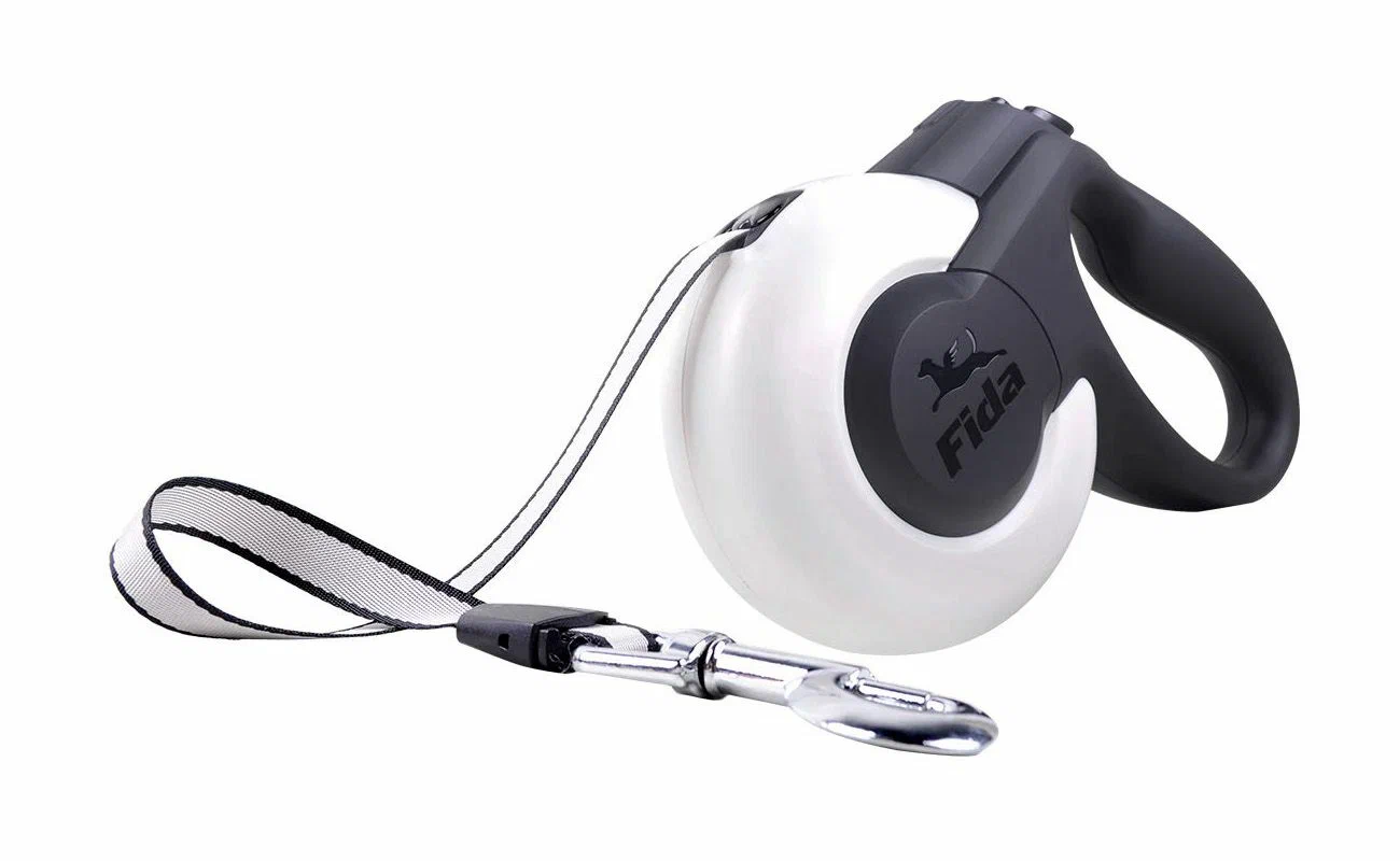 Fida Рулетка Mars для собак мелких пород до 12 кг, трос 3 м, бело-черная