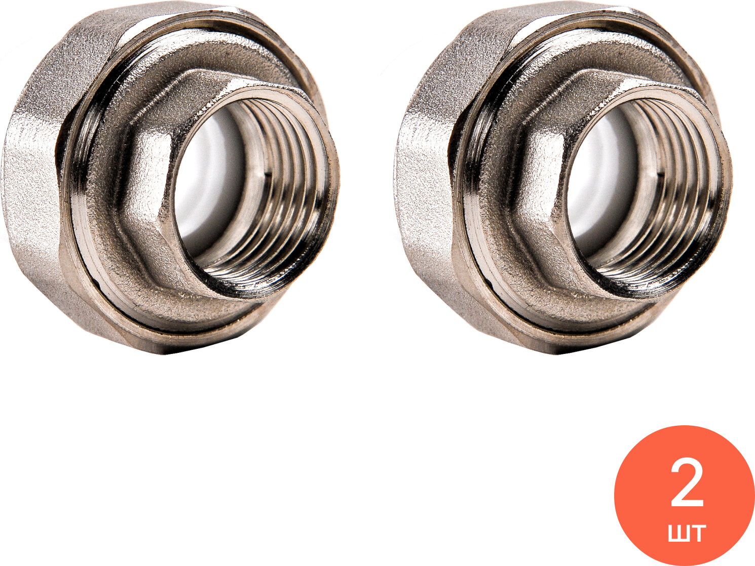 Муфта комбинированная РВК с внутренней резьбой разъемная раструбная полипропиленовая, белая, диаметр подключения 40мм, резьба 1.1/4дюйма / фитинги (комплект из 2 шт)